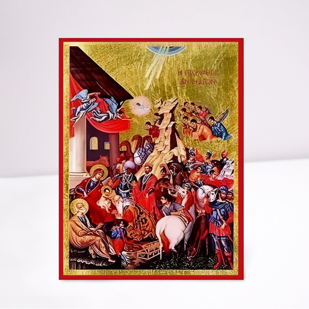 Amazing Icon the Pilgrimage of the Magi, Handmade Greek Orthodox Icon ...