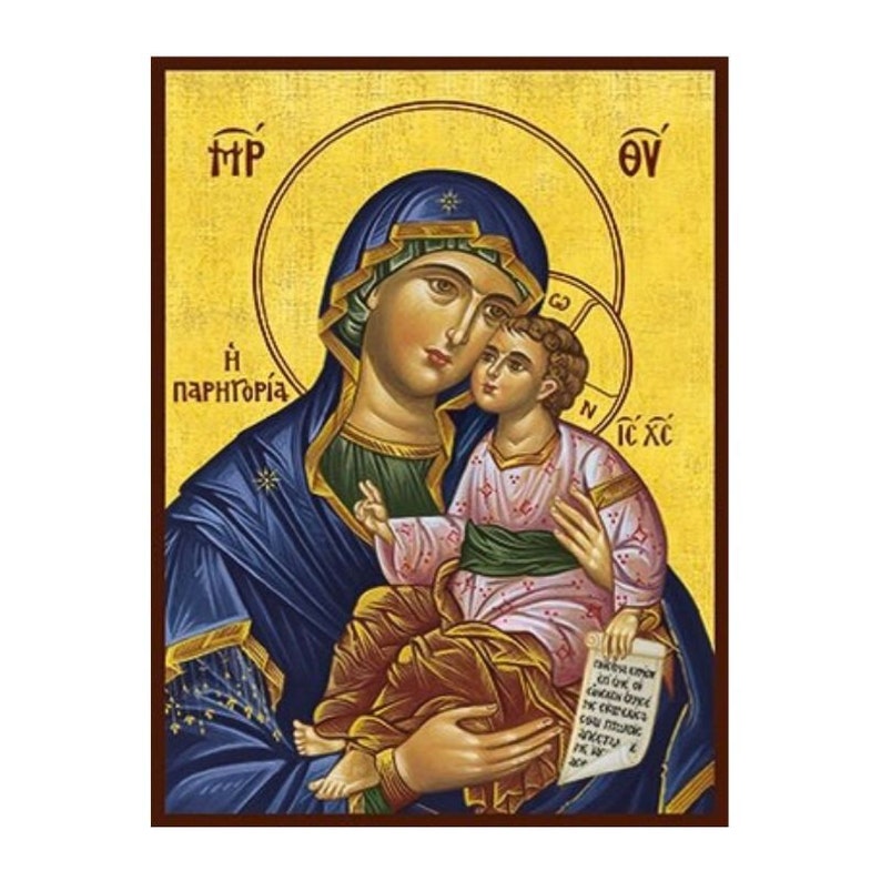 Virgin Mary Glykofilousa Consolation Icon, Handmade Greek Orthodox Icon ...