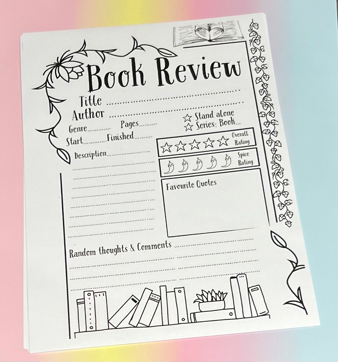 Book Review Sheets, Fits Filo Fax, Loose Leaf and Post It Notes Create ...