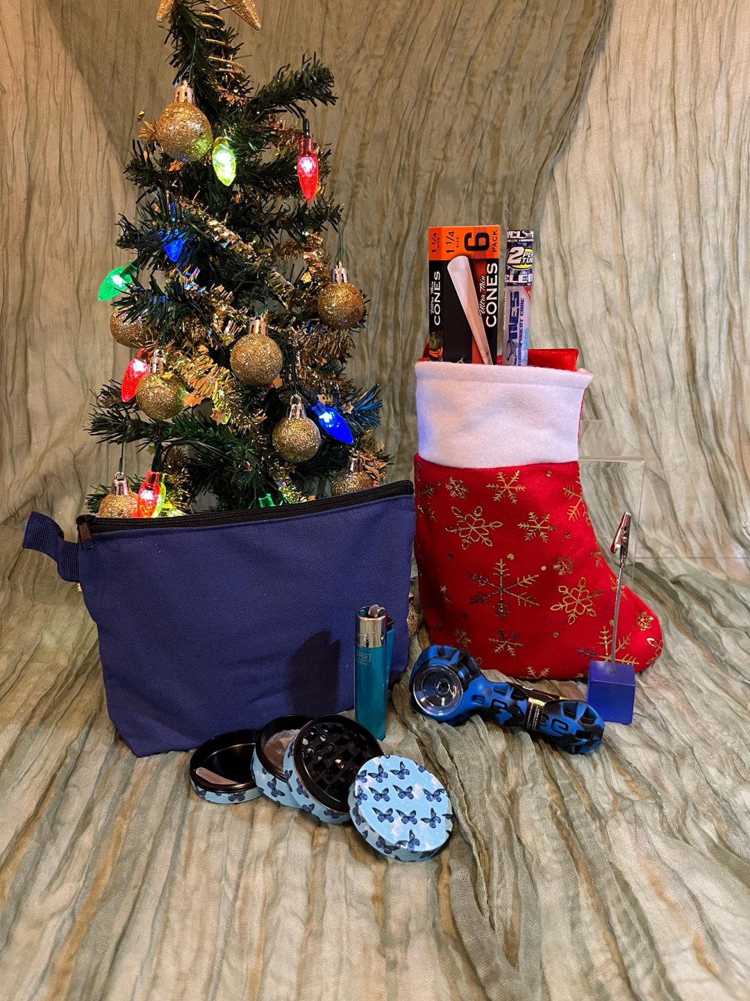 Blue Butterfly Holiday Smokers Kit Gift Set Premium Butterfly Grinder ...