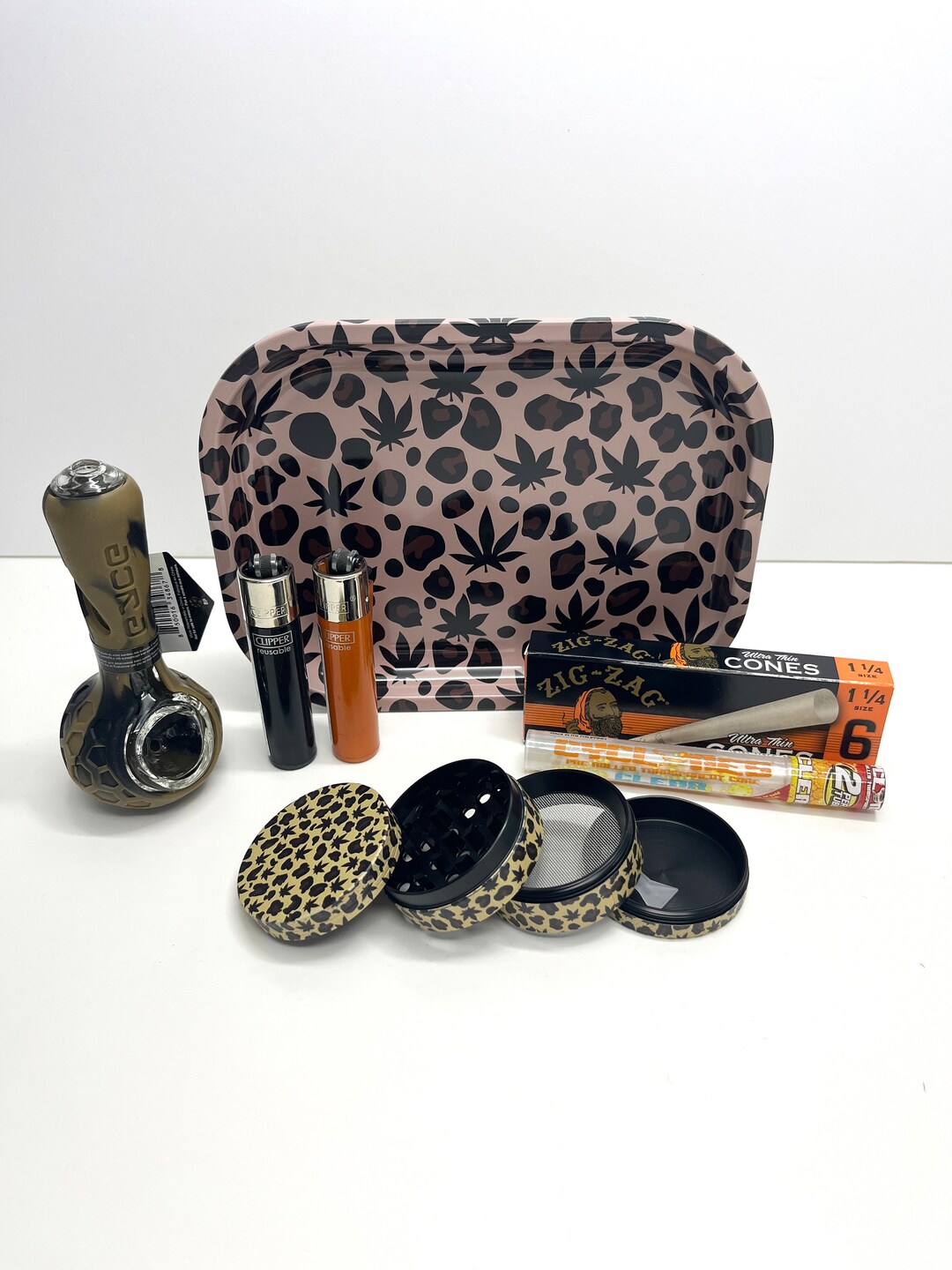 Leopard Print Smoke Kit • Matching Rolling Tray and Grinder • Sexy ...
