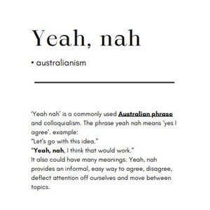 Yeah Nah, Australianism Word Print - Etsy