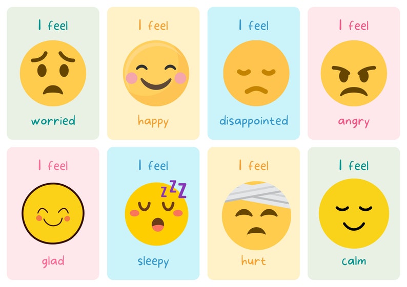 Emotions Flashcards - Etsy