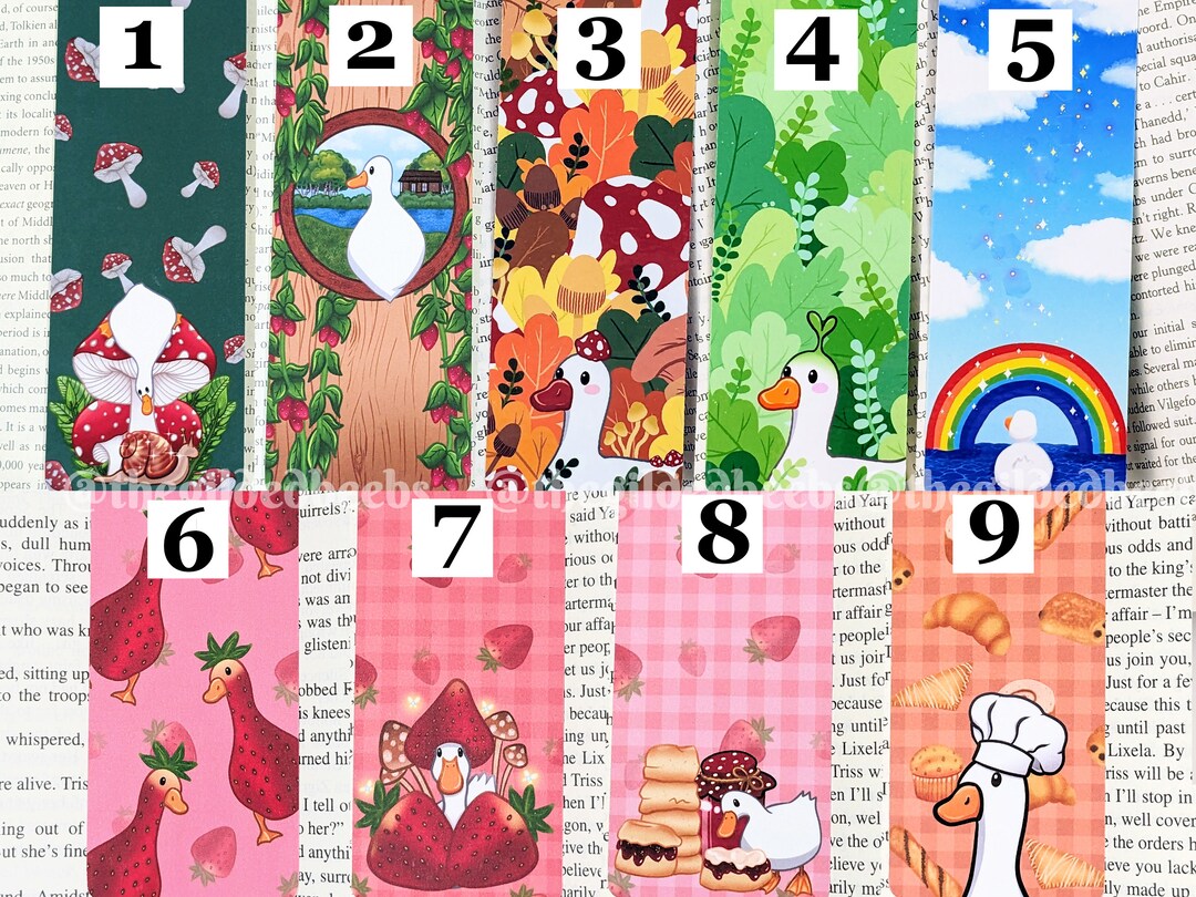 Cute Duck Bookmarks Choose Your Own Bookmark Set Handmade Double Sided ...