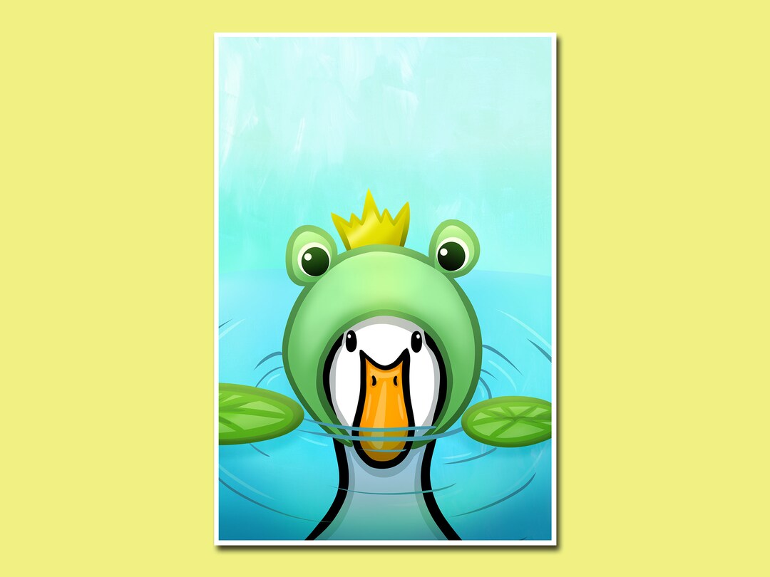 Royal Froggy Duck Art Print Duck Themed Art 6X4 Matte Home Wall Decor ...