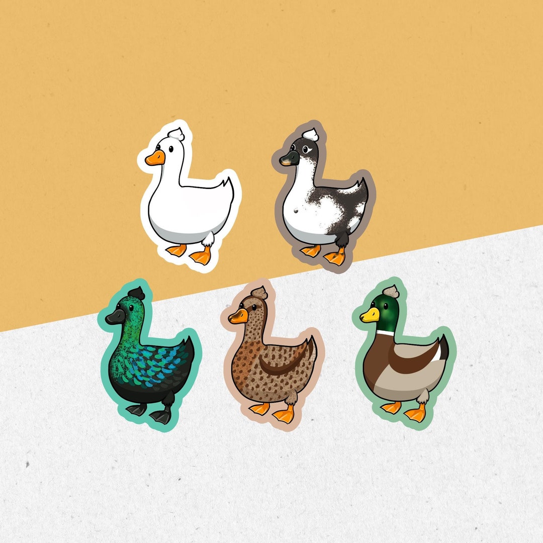 Cute Ducks Sticker Pack Duck Themed Vinyl Easy Peel Stickers Kawaii ...