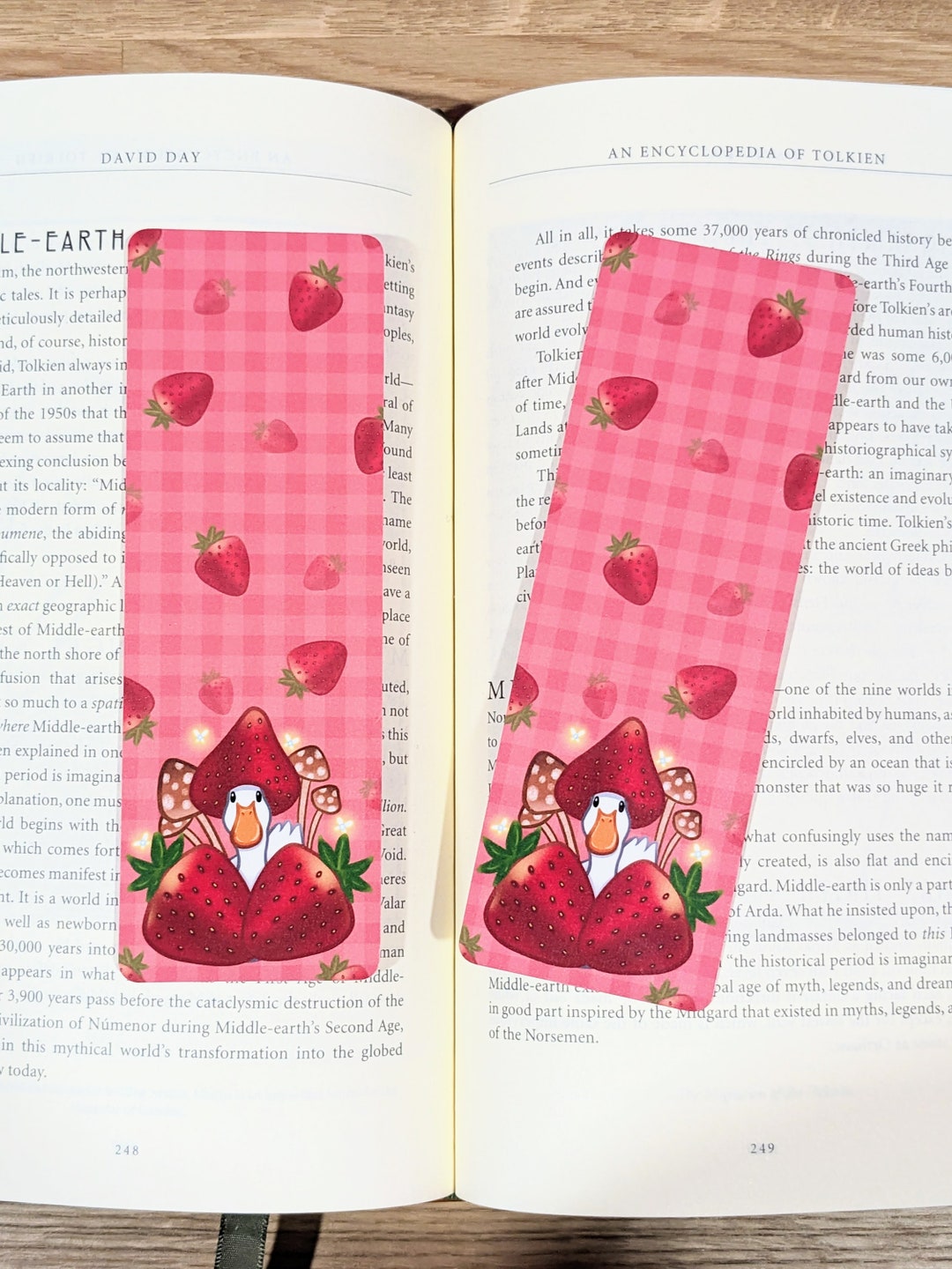 Cute Duck Bookmark Strawberry Hat Bookmark Handmade Double Sided ...