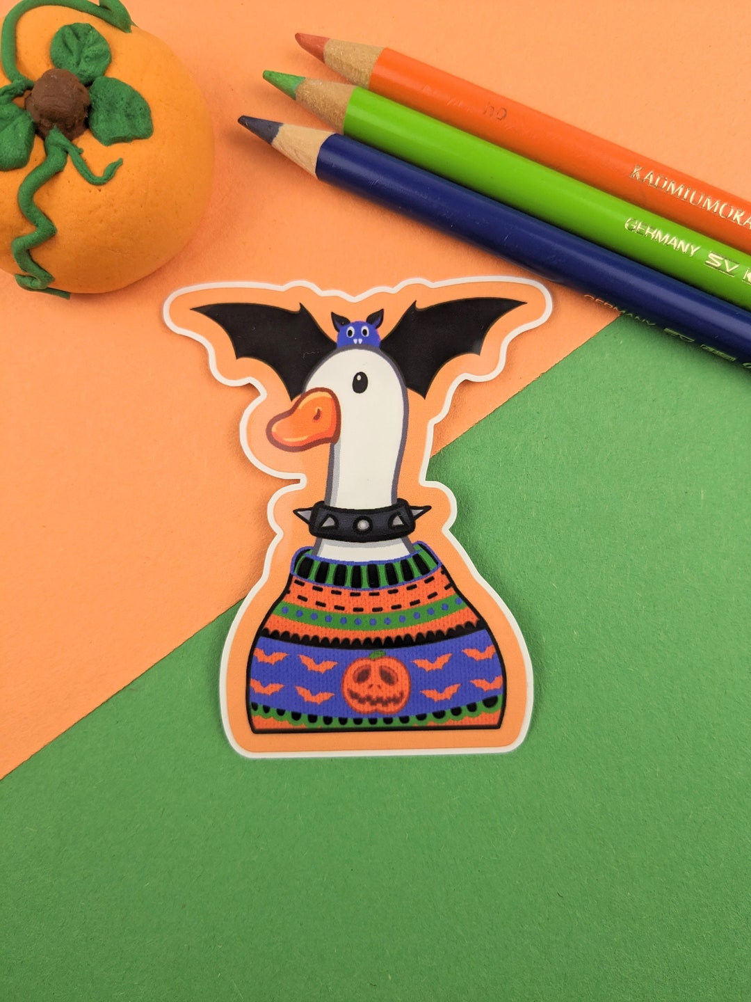 Halloween Duck Sticker Spooky Themed Vinyl Easy Peel Stickers Cute ...