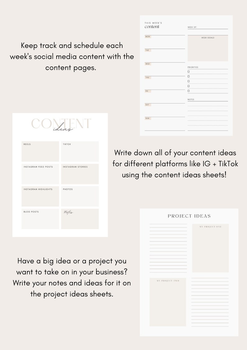 Monthly Content Planner | Social Media Planner | Printable Content ...