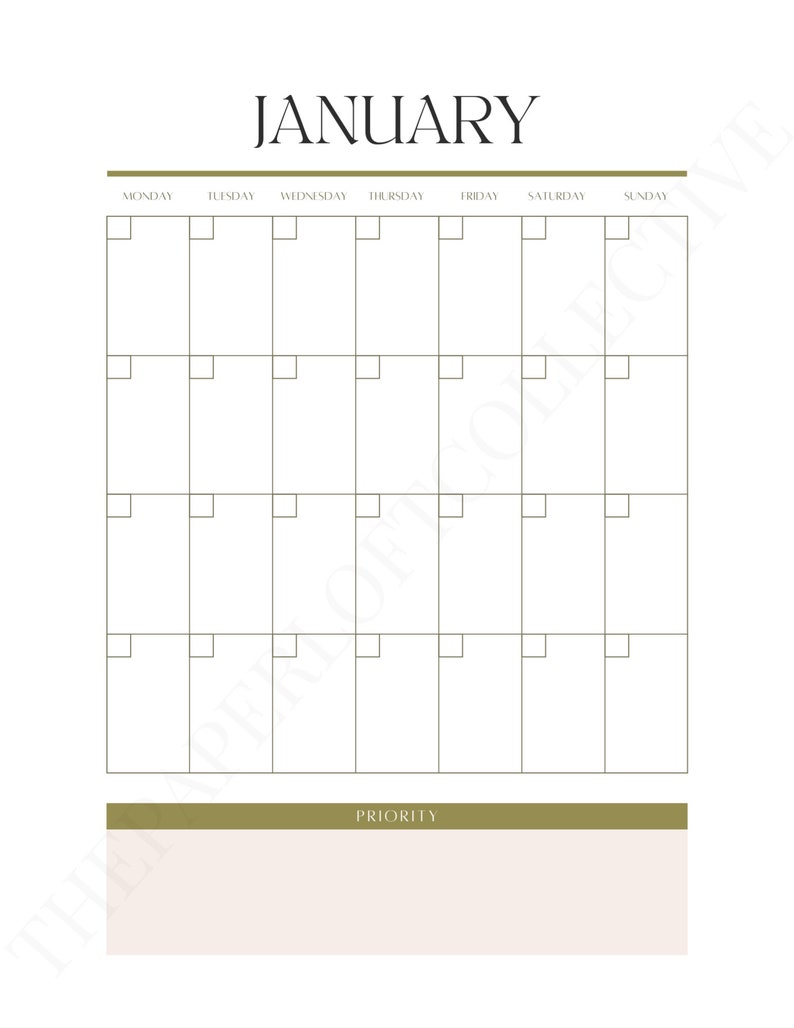 12 Month Calendar Printables Social Content Planner Priority Planner ...