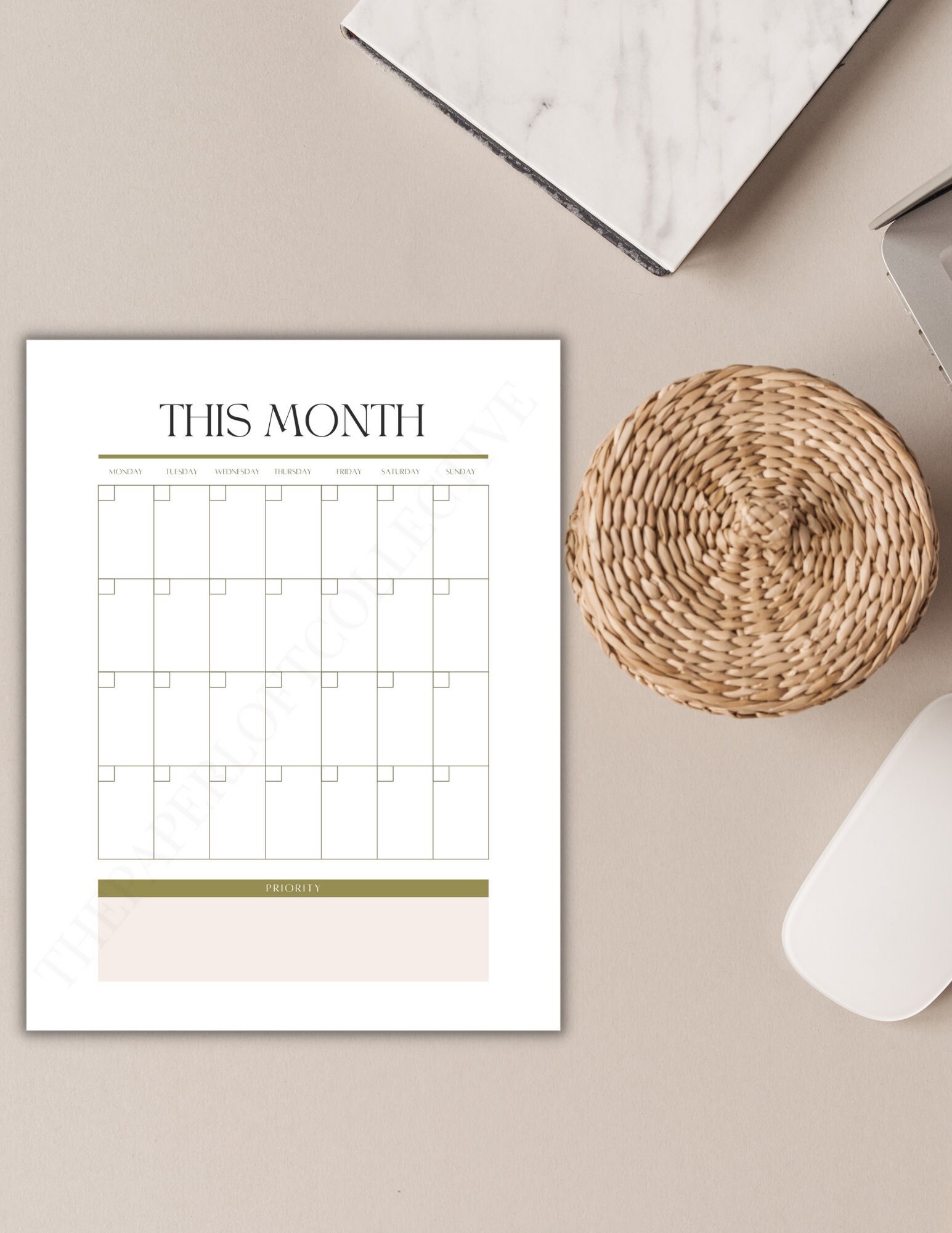 Monthly Calendar Printable Calendar for Any Month Monthly Planner ...