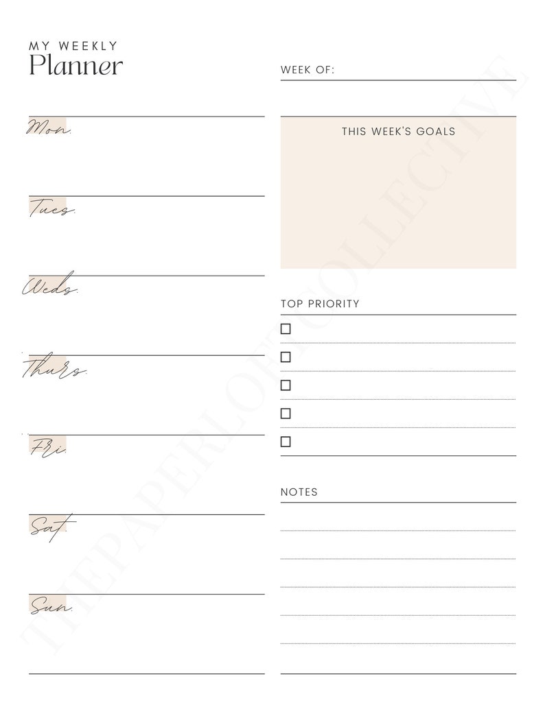 Weekly Planner Printable | Productivity Planner | Weekly To-do List ...