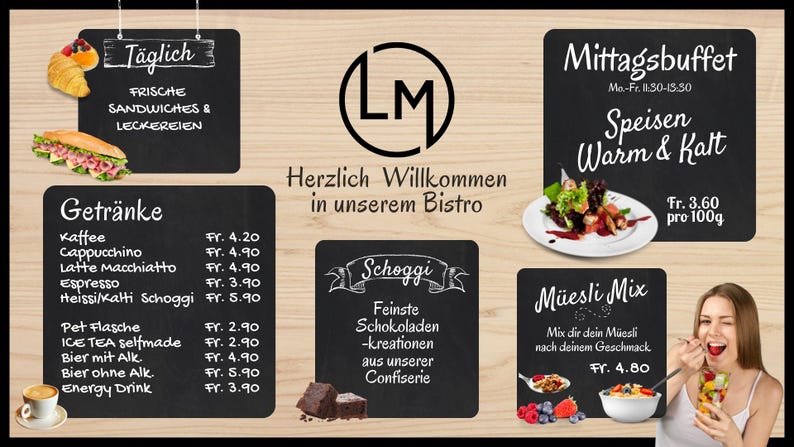 Menu Board Chalk Board Price List Poster Wall Bistro Coffee Shop Lunch ...