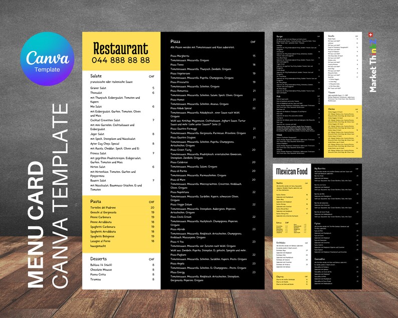 Menu Card Price List Canva Template Table List, Restaurant, Take Away ...