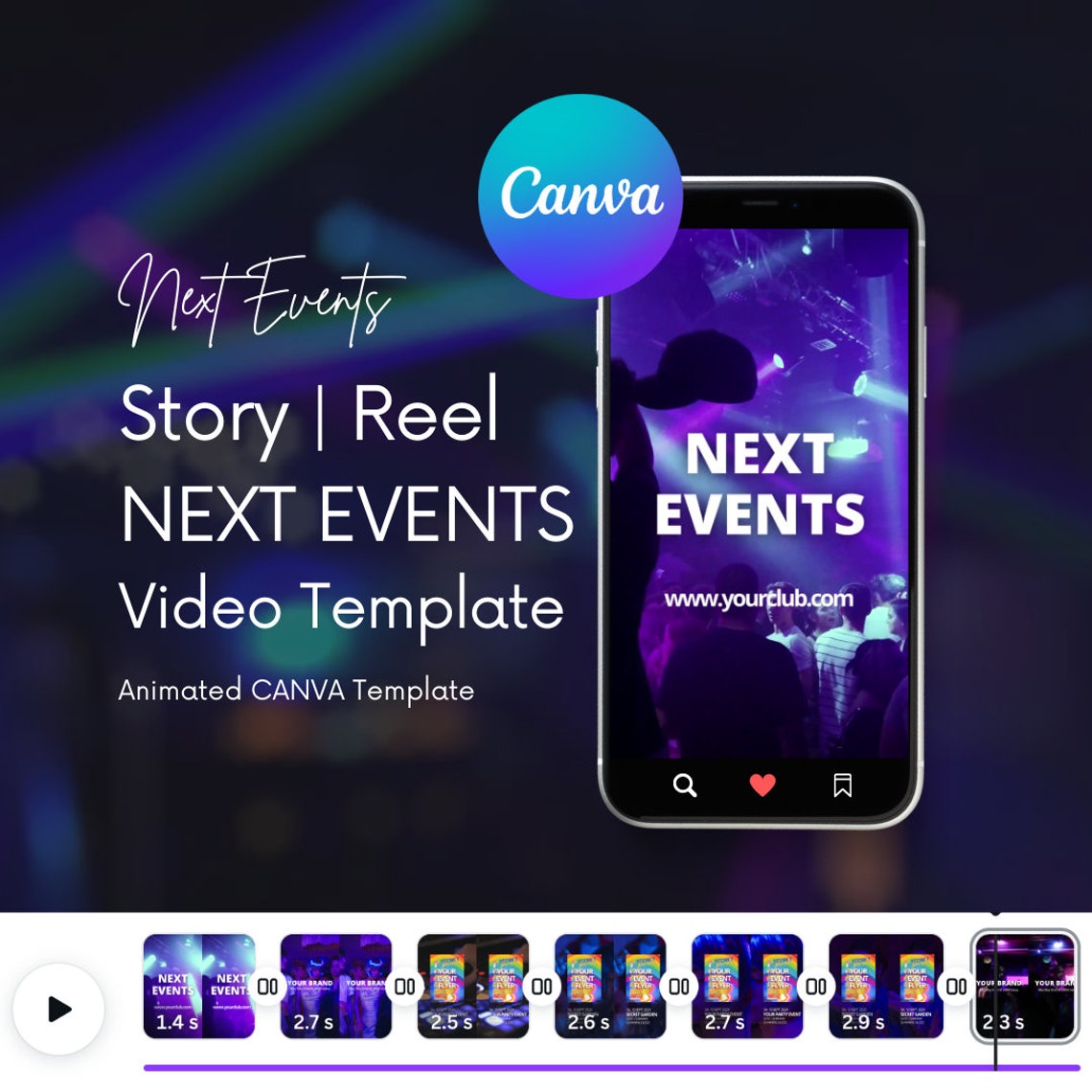 Video Story Reel Canva Template Next Events Party Promotion Concerts ...