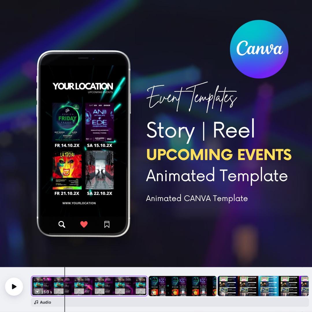 Canva Template Story Reel Next Events Upcoming Events Party Calendar ...