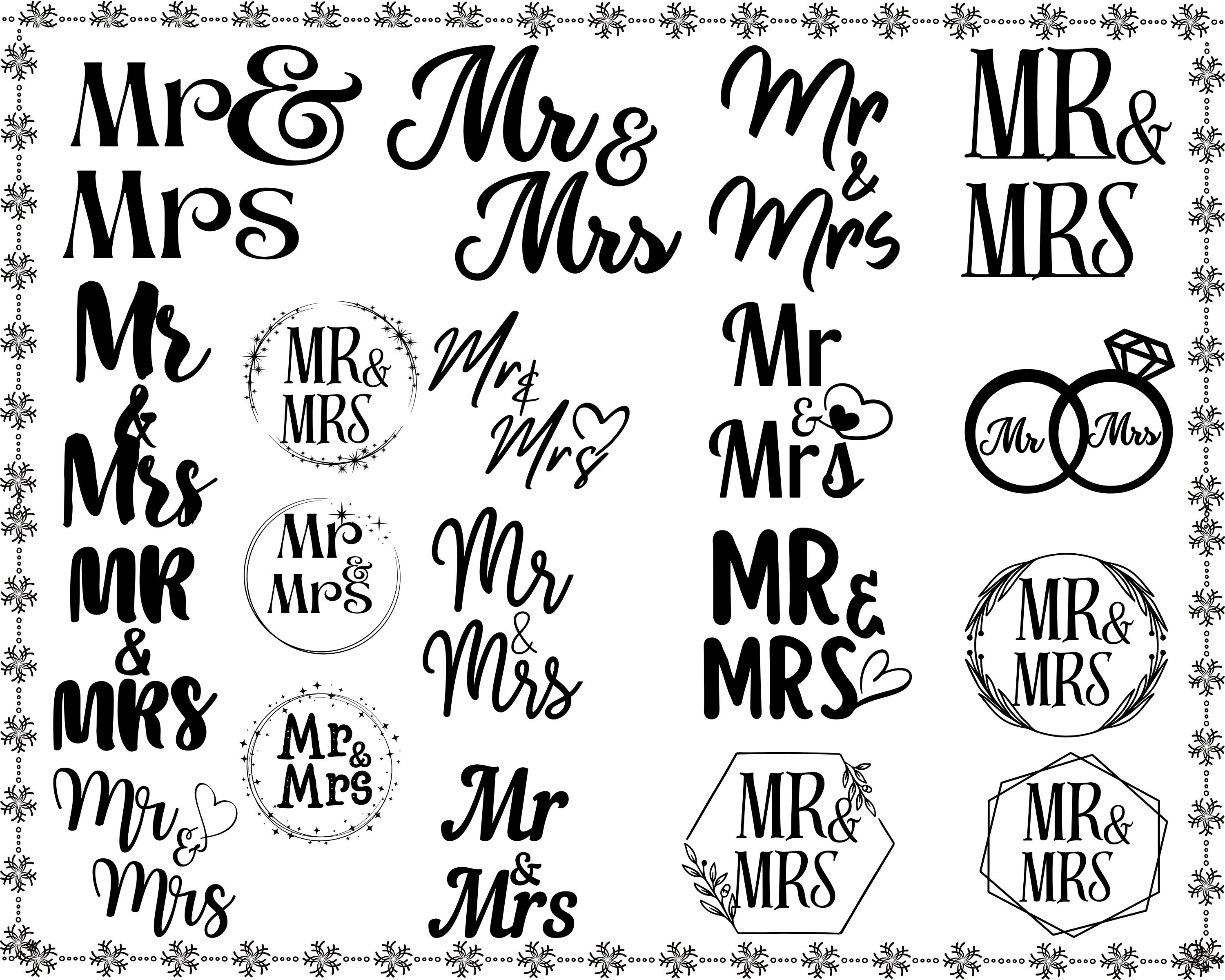 Mr And Mrs Svg Bundle Mr And Mrs Png Mr And Mrs Split Monogram Svg