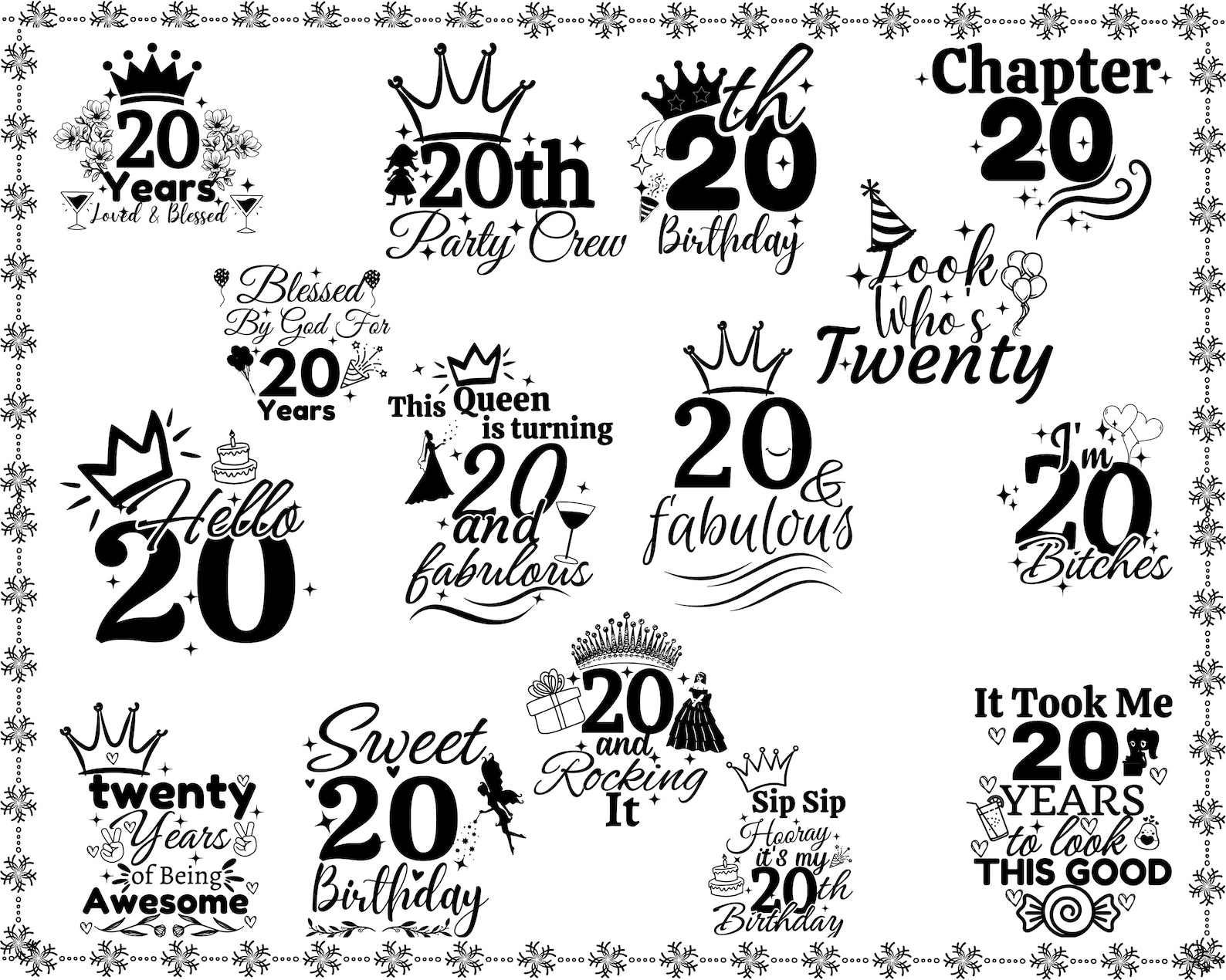 20th Birthday Svg Bundle,20th Birthday Gift,happy Birthday Svg,20th ...