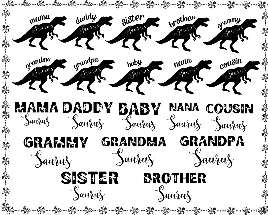 Family Saurus SVG Mama Saurus Svg Daddy Saurus SVG Dinosaur Svg Bundle ...
