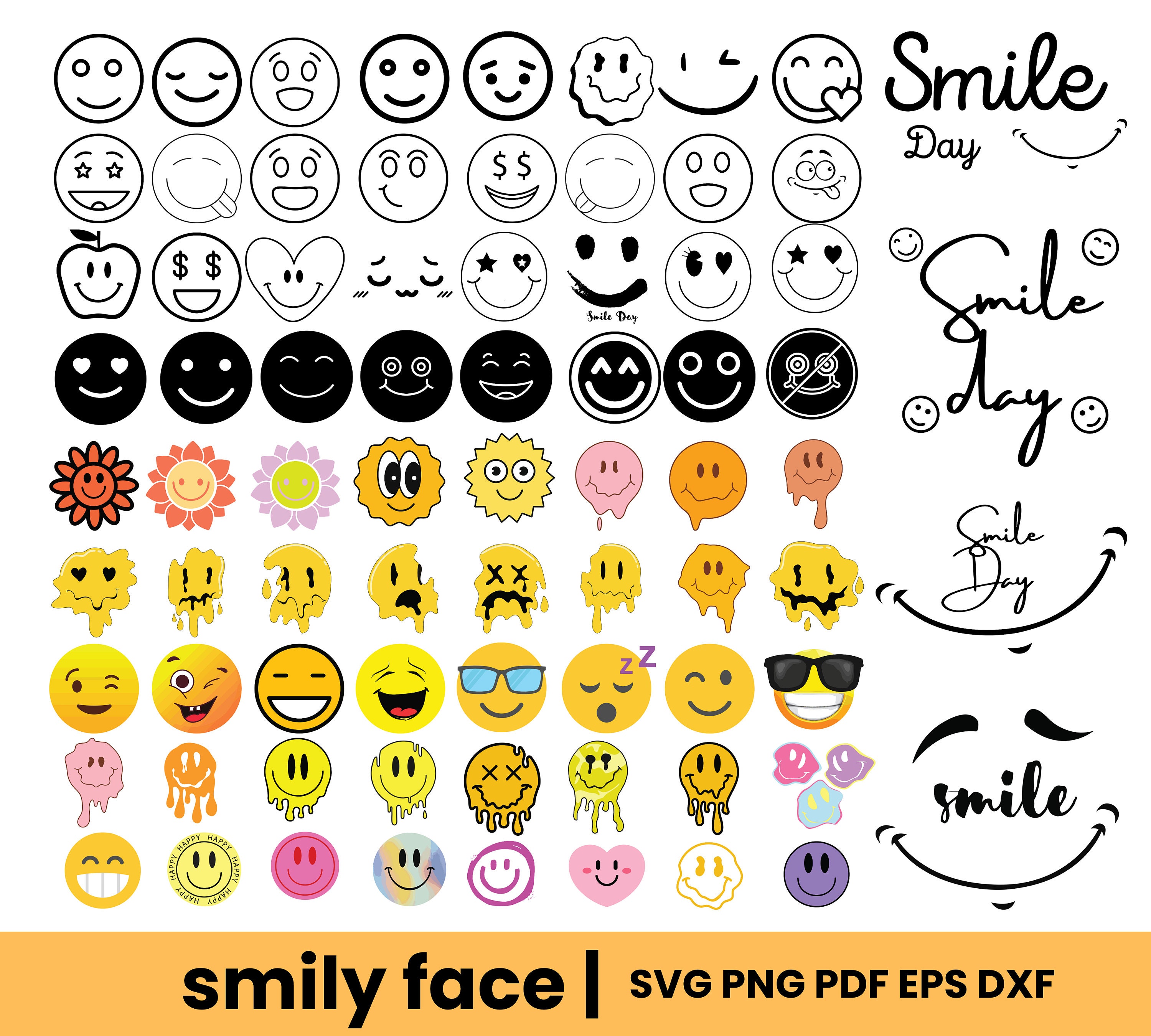 Smiley Face Svg Emoji Clipart Emoji Svg Happy Face Svg - Etsy Ireland