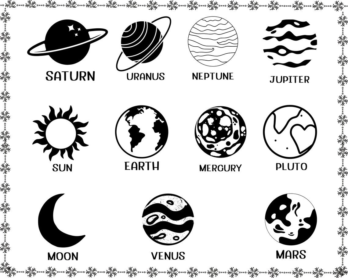 Solar System SVG, Nine Planets SVG, Universe SVG, Silhouette Cricut Cut ...