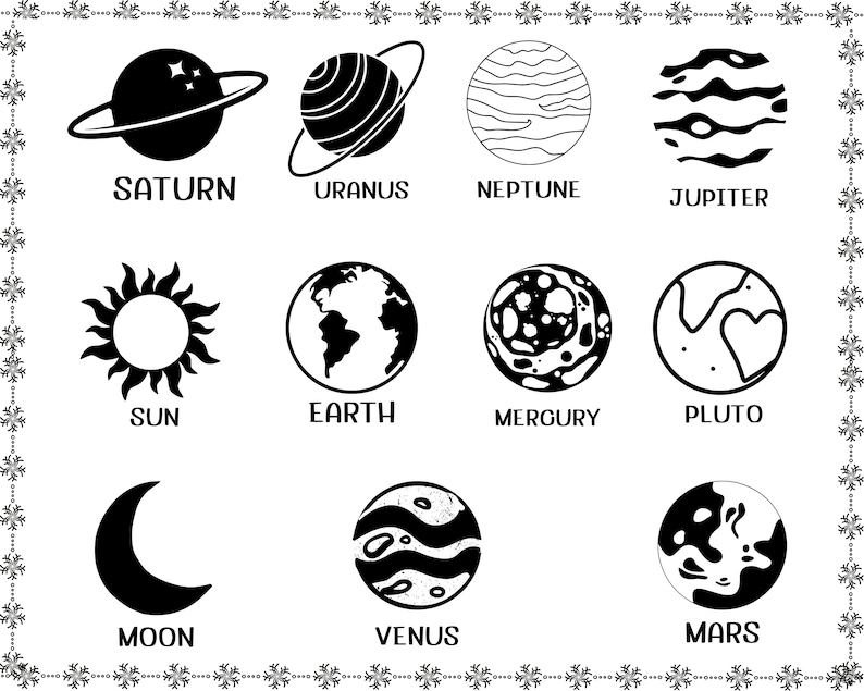 Solar System SVG, Nine Planets SVG, Universe SVG, Silhouette Cricut Cut ...