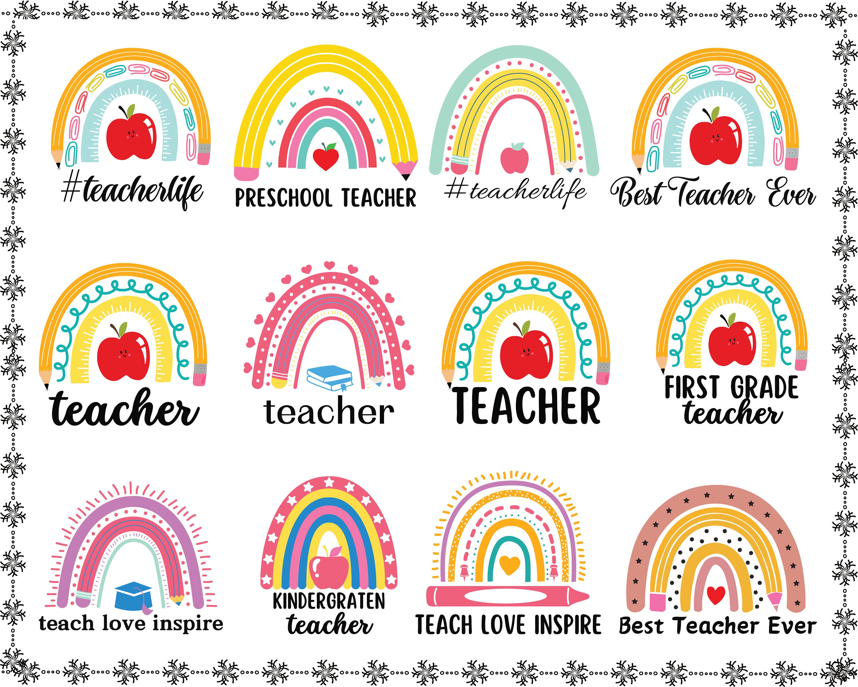 Teacher Rainbow Svg Bundle, Teacher Rainbow Png SVG, Teacher Life Svg ...