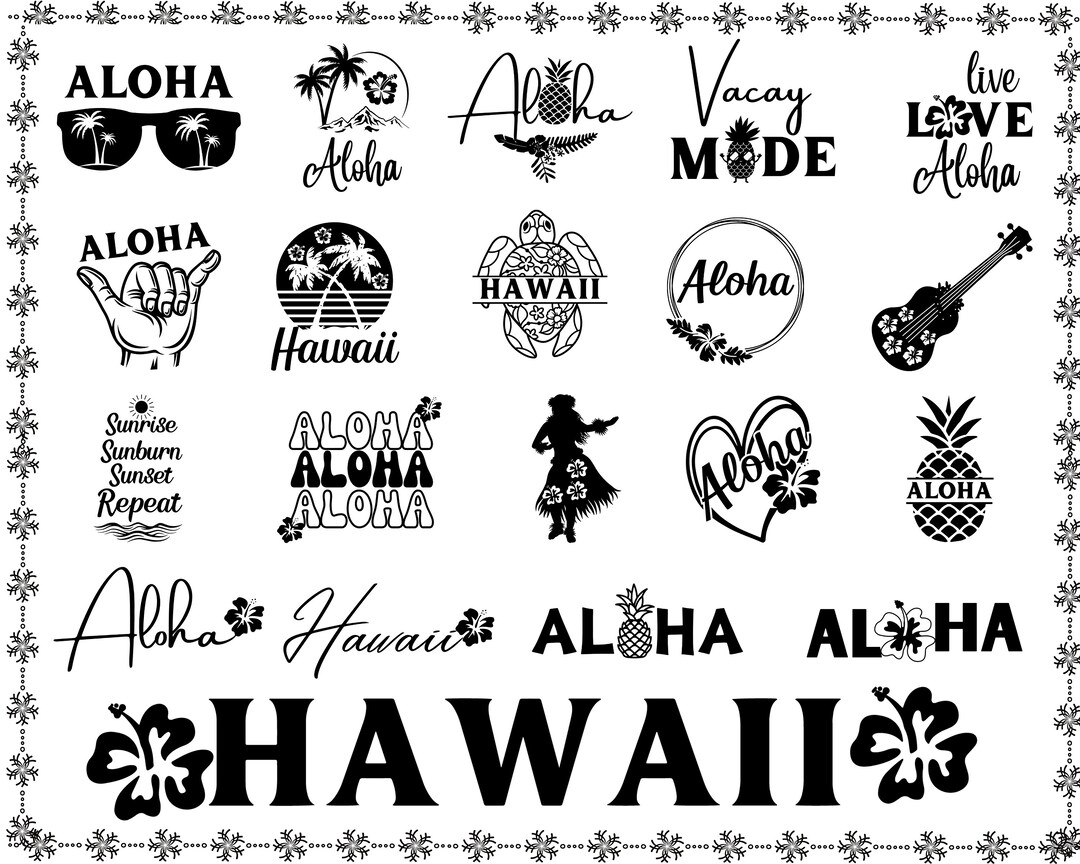 Aloha Svg, Aloha Svg Bundle, Aloha Hawaii Svg, Hawaiian Flower Svg ...