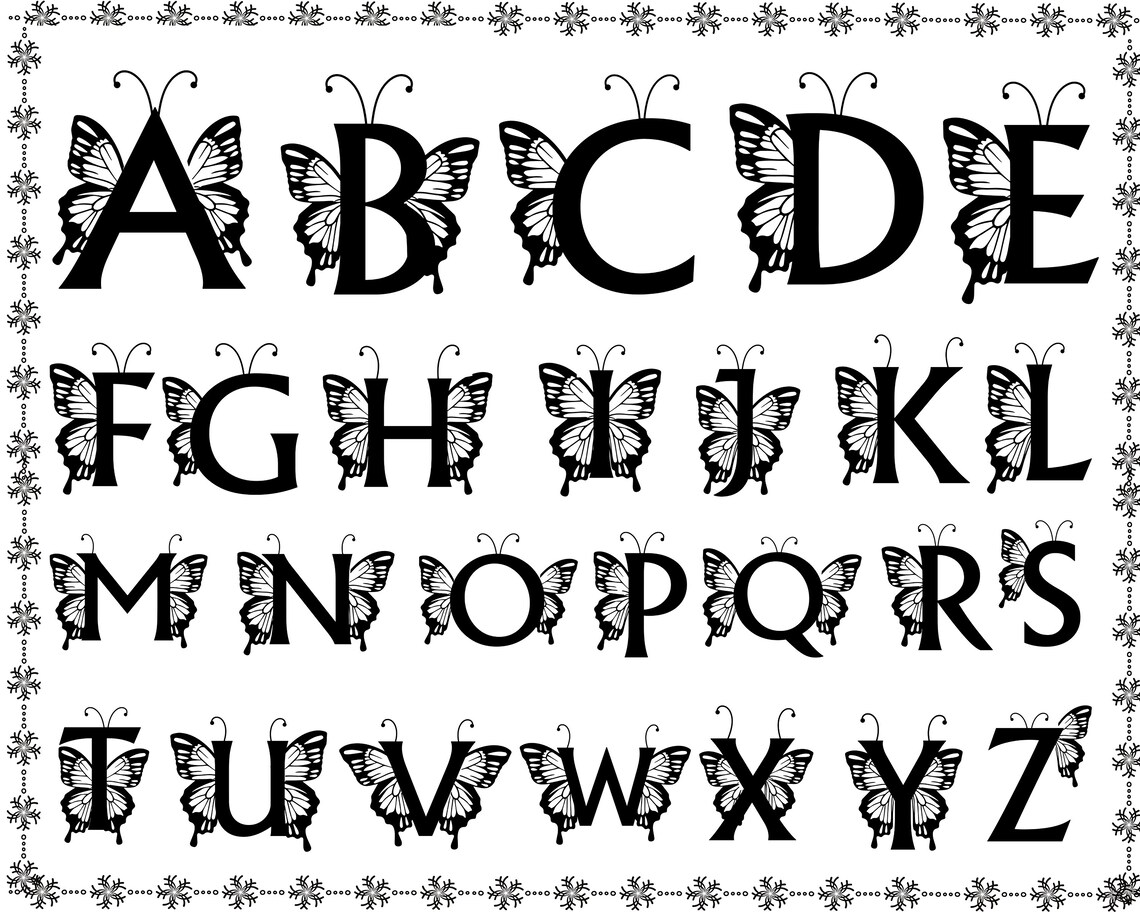 Butterfly Monogram Alphabet SVG, Butterfly Alphabet SVG, Monogram Svg ...