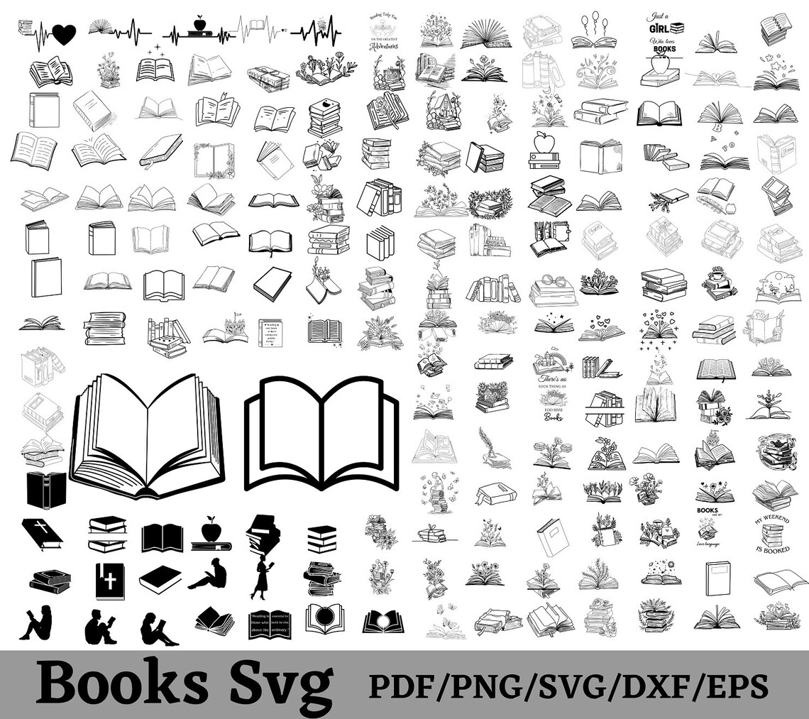 BOOKS SVG, BOOKS Svg Cut Files for Cricut, Book Svg Cut Files, Books ...