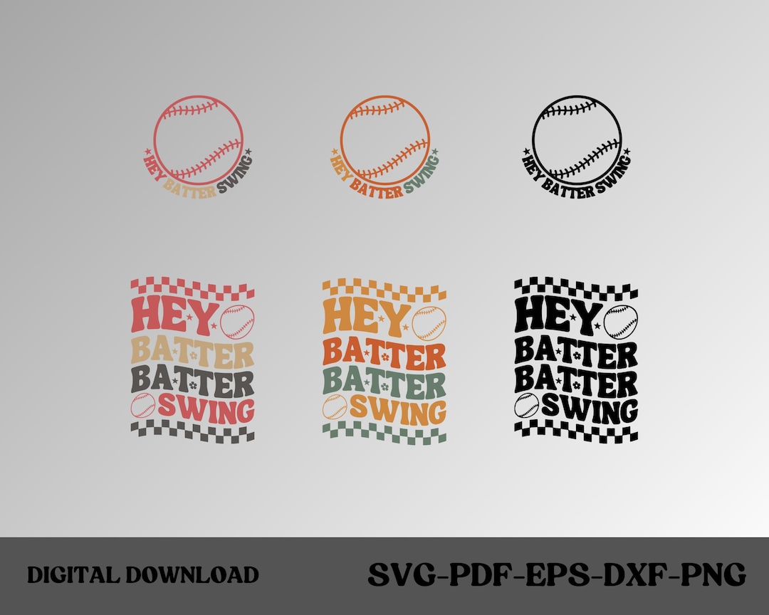 Hey Batter Batter Swing Svg, Baseball Mom Svg, Groovy Baseball Svg ...
