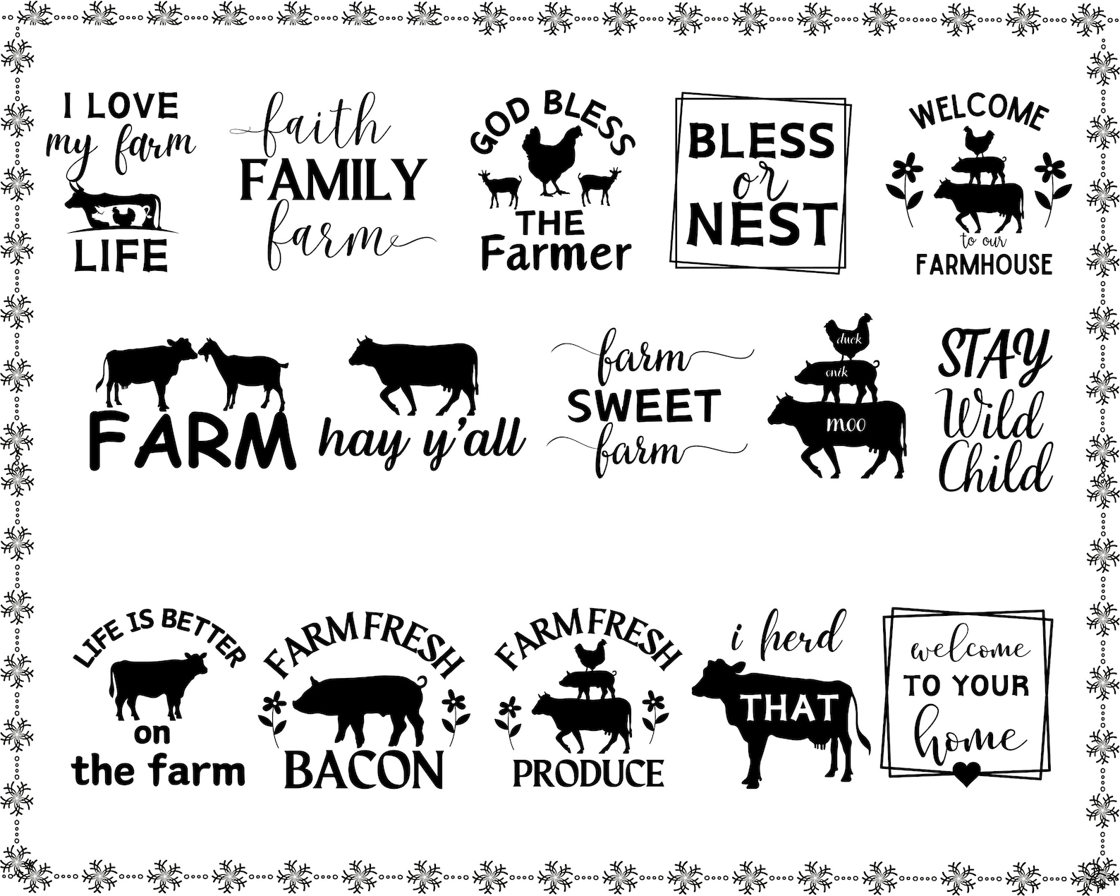 Farmhouse Quotes SVG Bundle , Farm Animals Svg, Farmhouse Quotes SVG ...