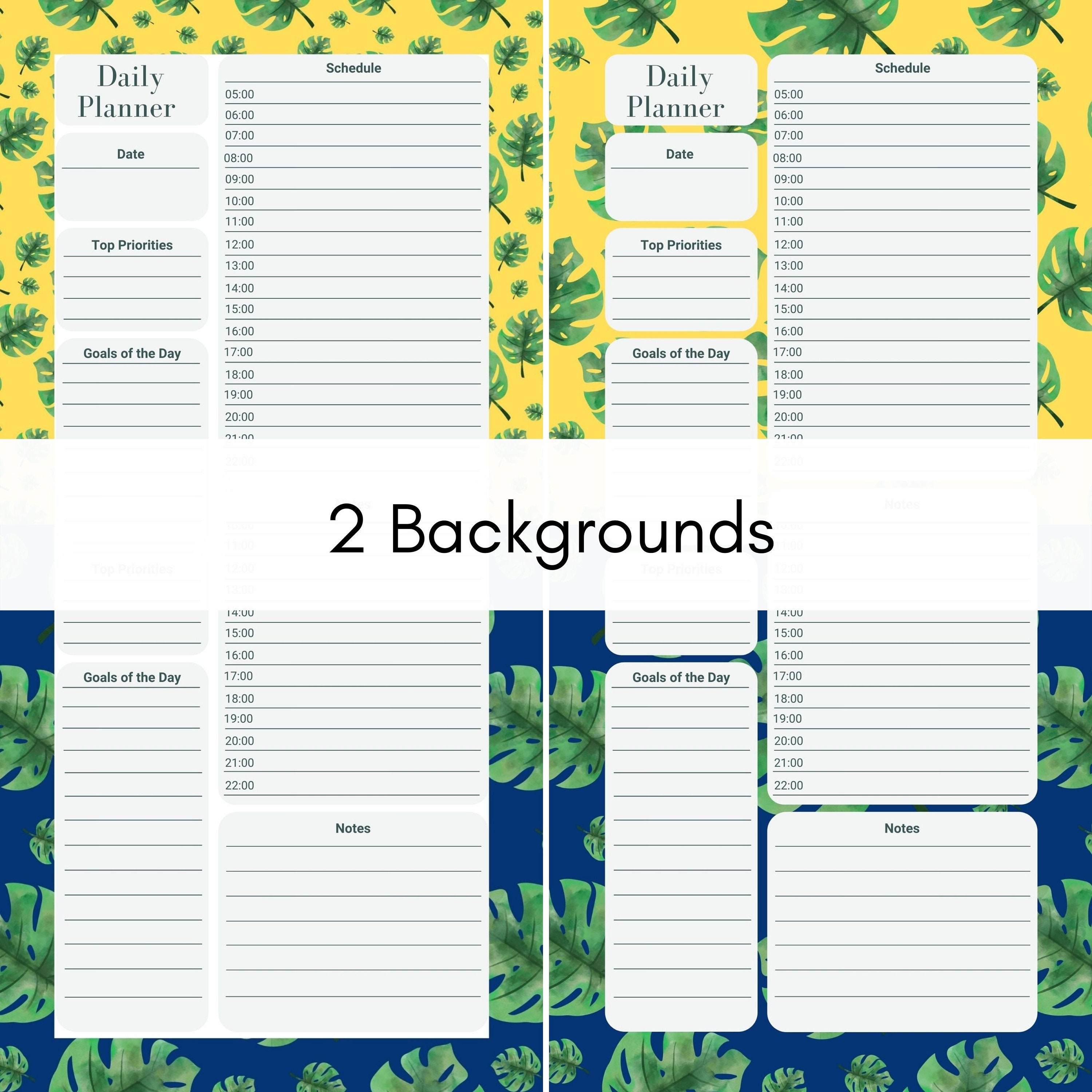 Botanical Digital Daily Planner Pack, 18 Pages, 9 Colours. 2 Styles, A4 ...