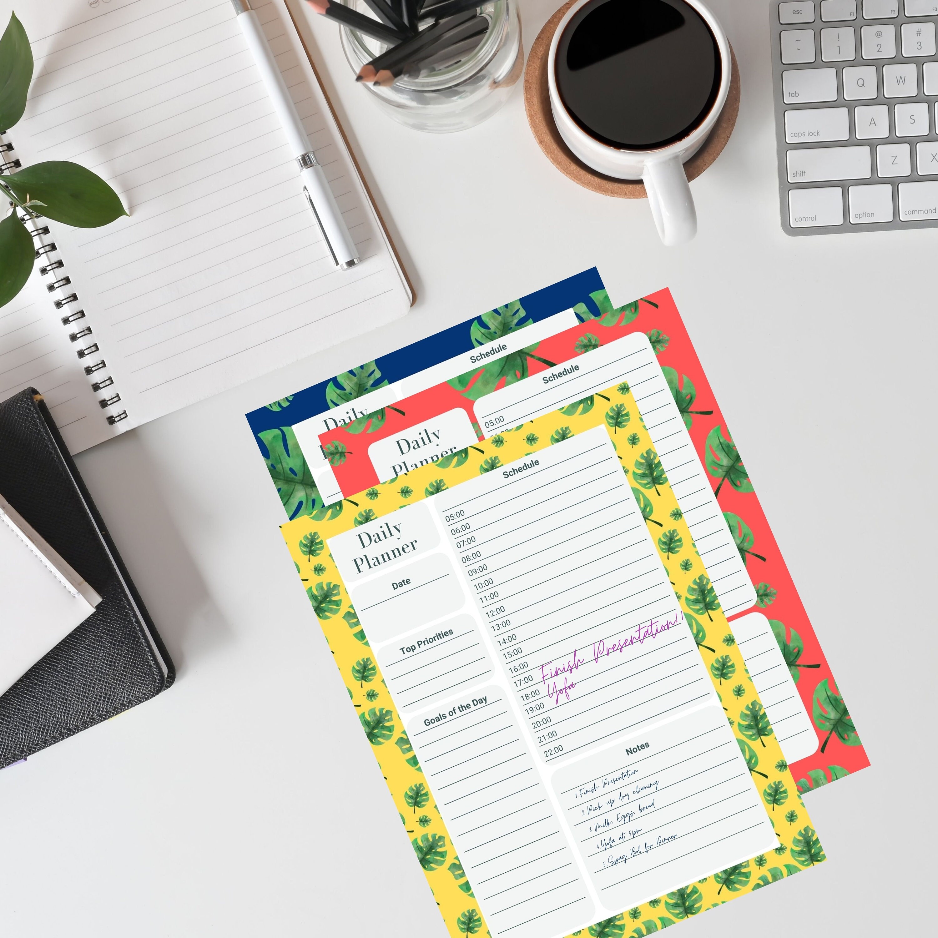 Botanical Digital Daily Planner Pack, 18 Pages, 9 Colours. 2 Styles, A4 ...