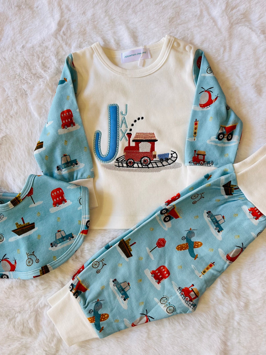 Adventure Awaits PJ Pyjamas Lounge Set Train Transport - Etsy Canada