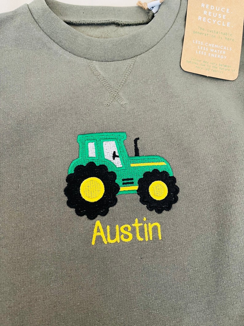 Personalised Tractor Birthday Jumper | Custom Name Baby Sweatshirt ...