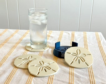 Sand Dollar Coaster Set of 4, Sea Coasters, Crochet Beach Coasters ...