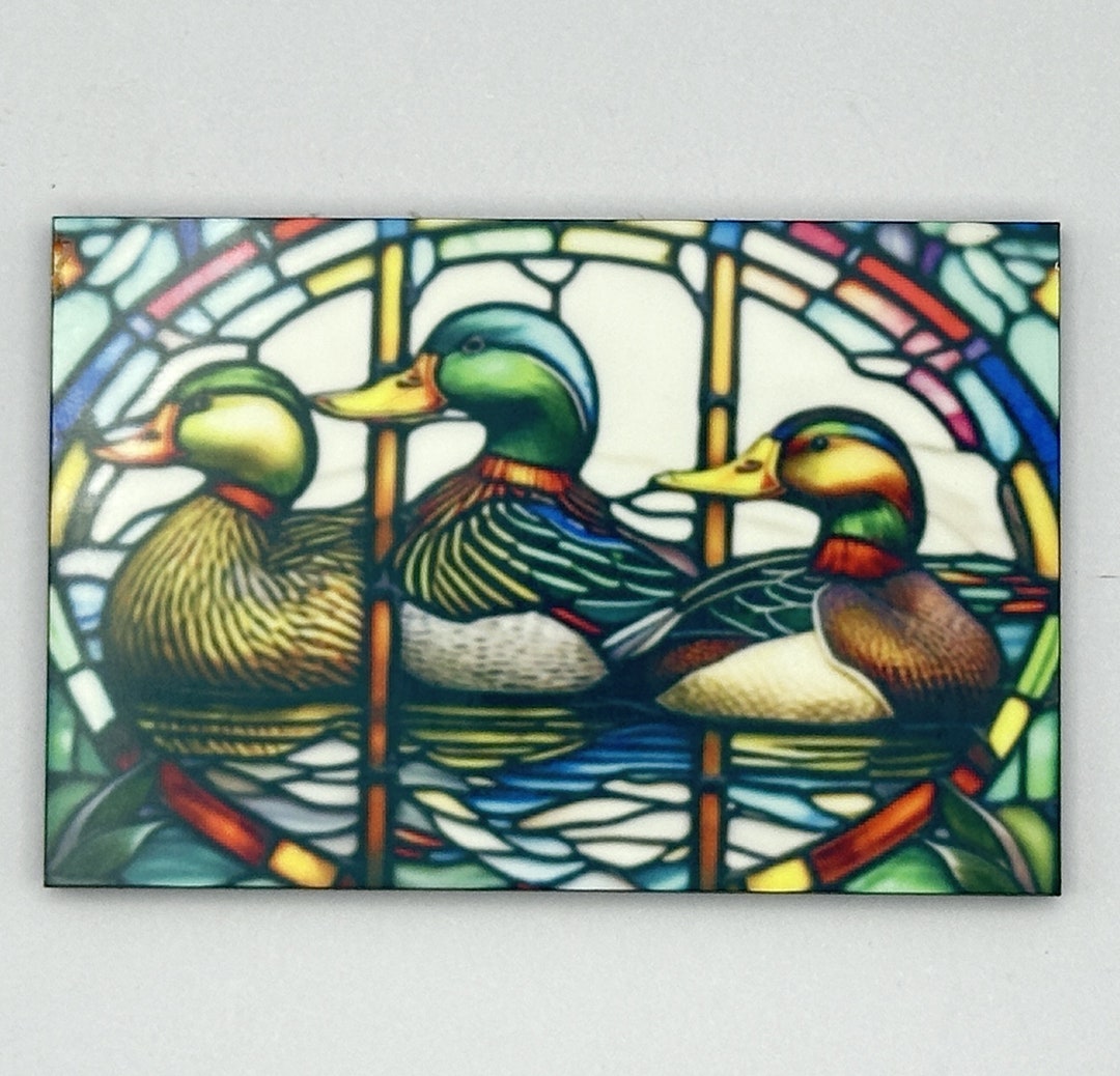 Stained Glass Effect Hard Rectangle Magnet With Ducks - Etsy