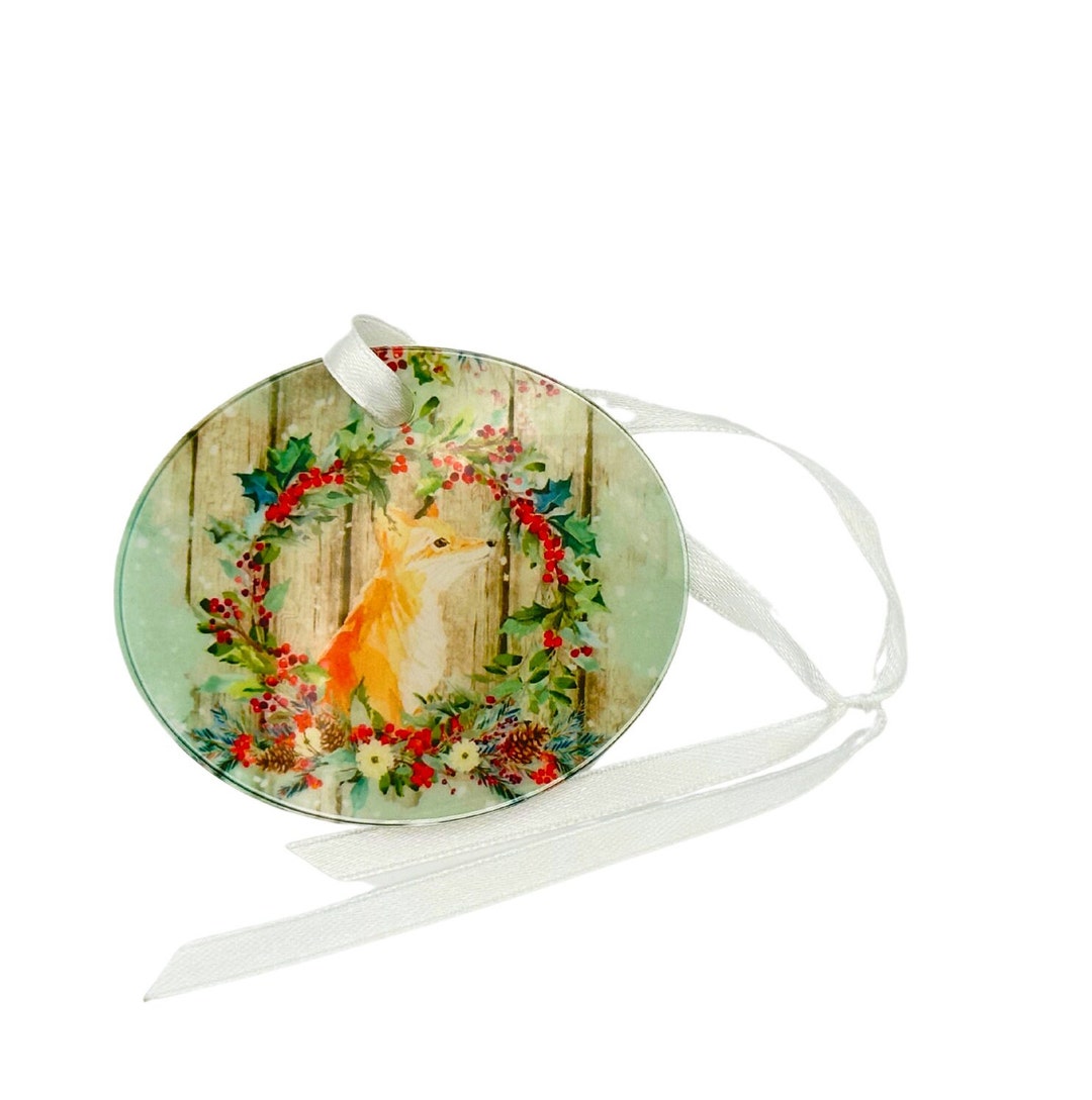 Fox Oval Christmas Tree Acrylic Ornament - Etsy