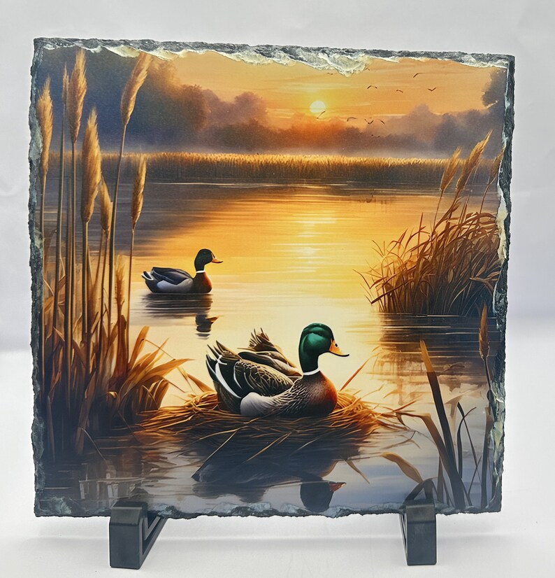 Ducks in a Pond Sq Slate - Etsy
