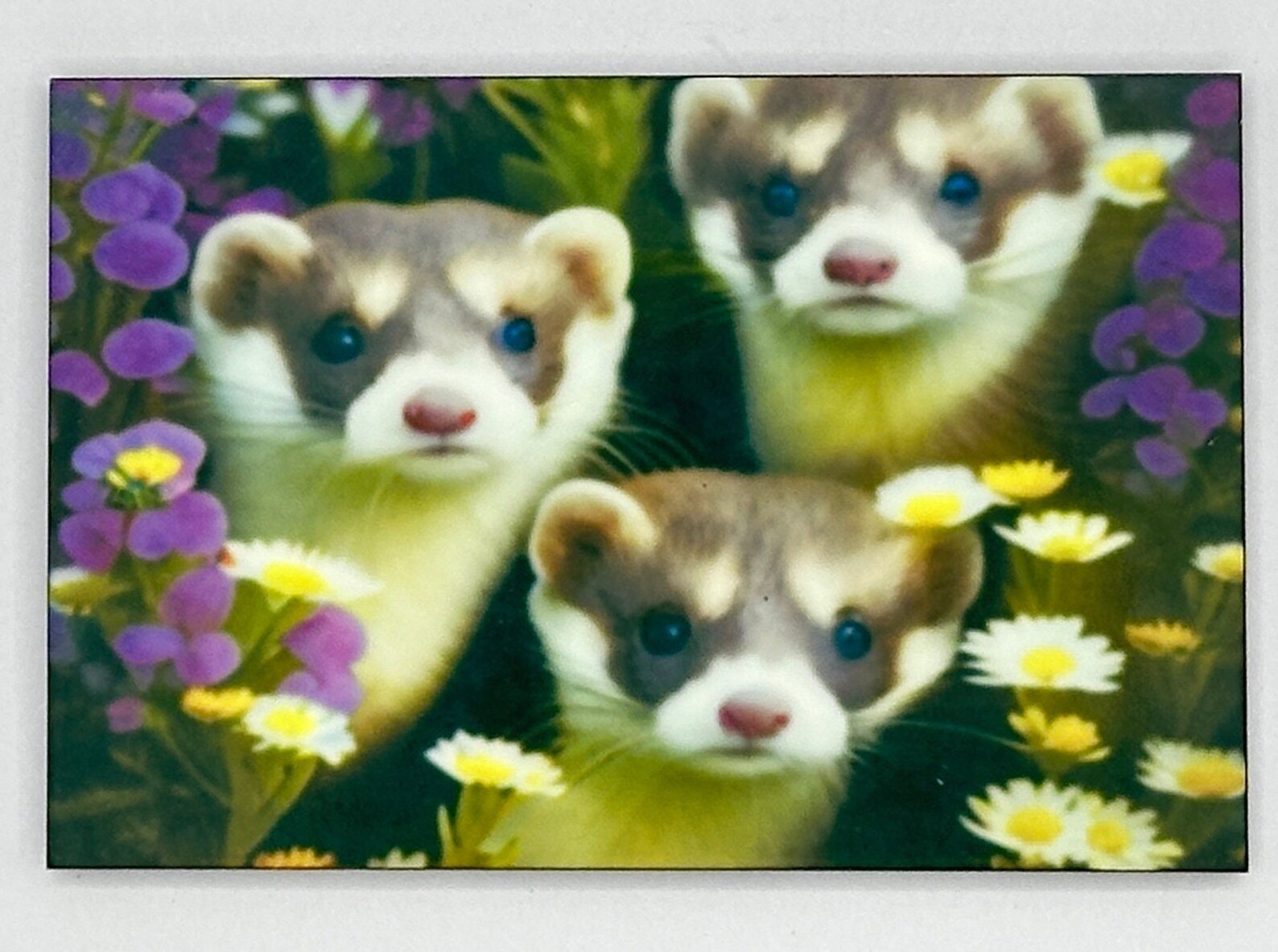Hardboard Rectangle Magnet With Ferrets and Flowers - Etsy