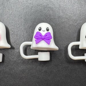 Ghost With Bow Straw Topper - Etsy