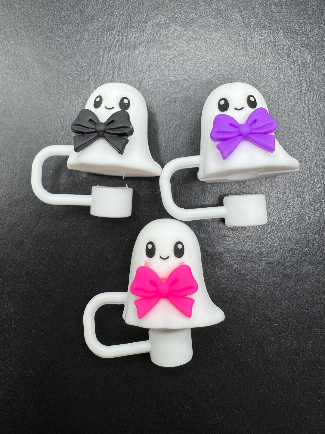 Ghost With Bow Straw Topper - Etsy