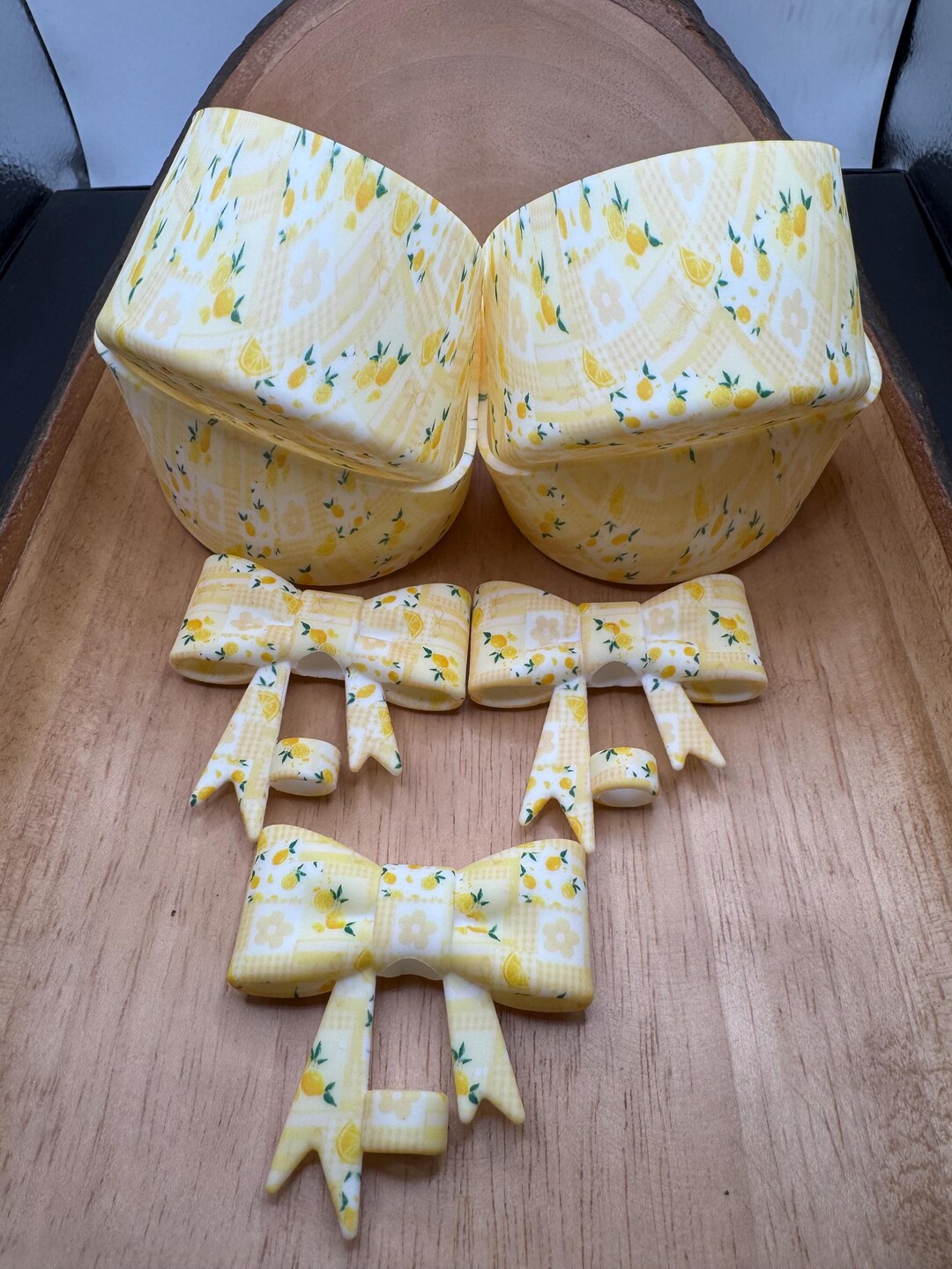 Lemon Bow Straw Topper and Water Bottle Boot - Etsy