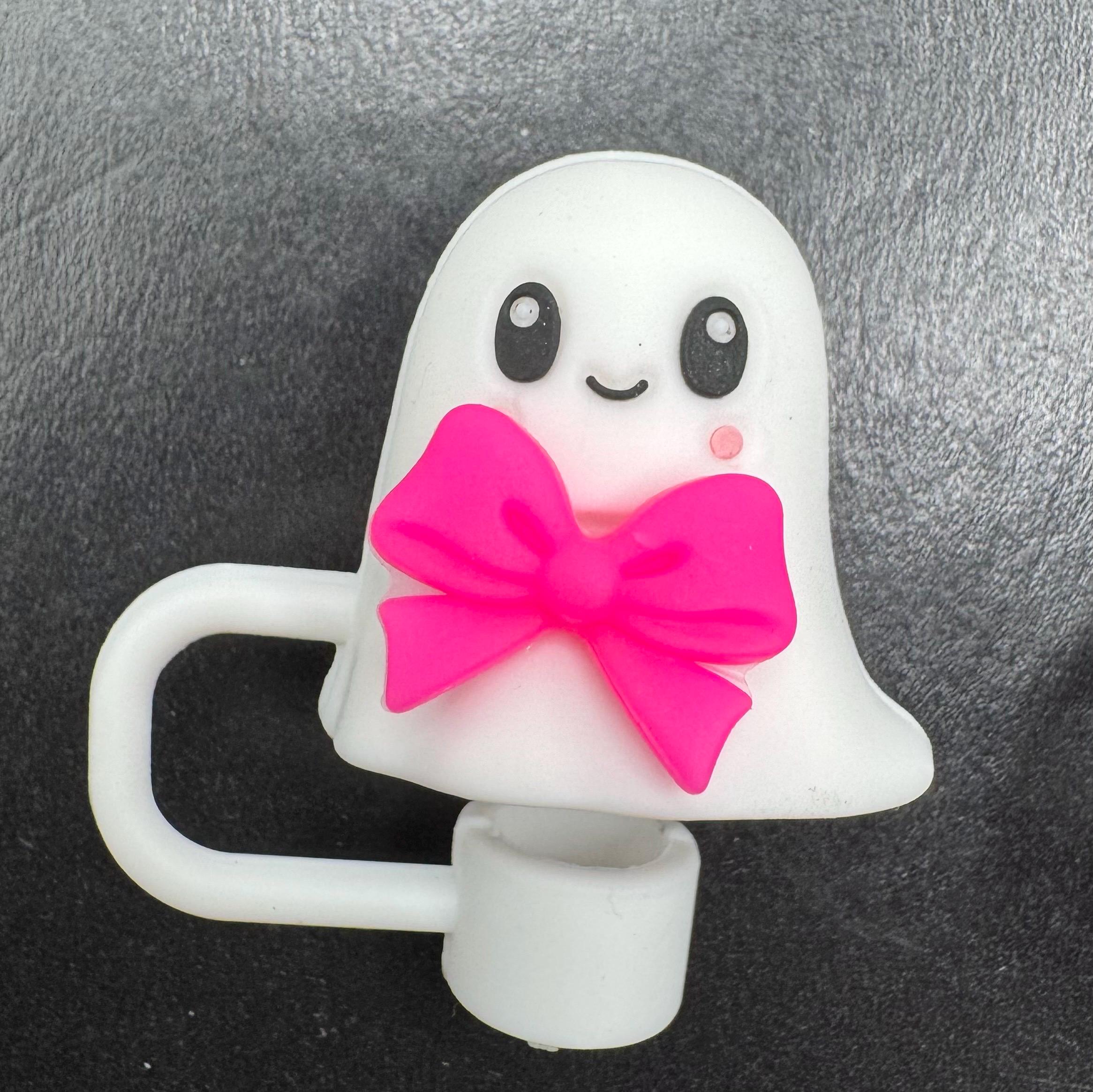 Ghost With Bow Straw Topper - Etsy