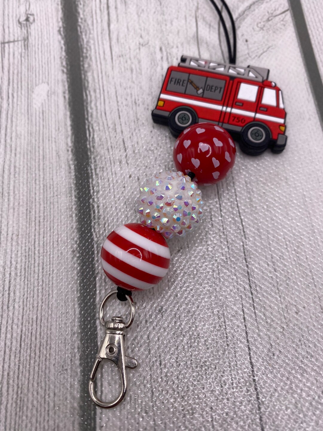 Beaded Fire Truck Lanyard - Etsy