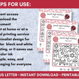 Jewish High Holidays, I Spy, 3 Levels & Answers, Puzzle Activity, Rosh ...
