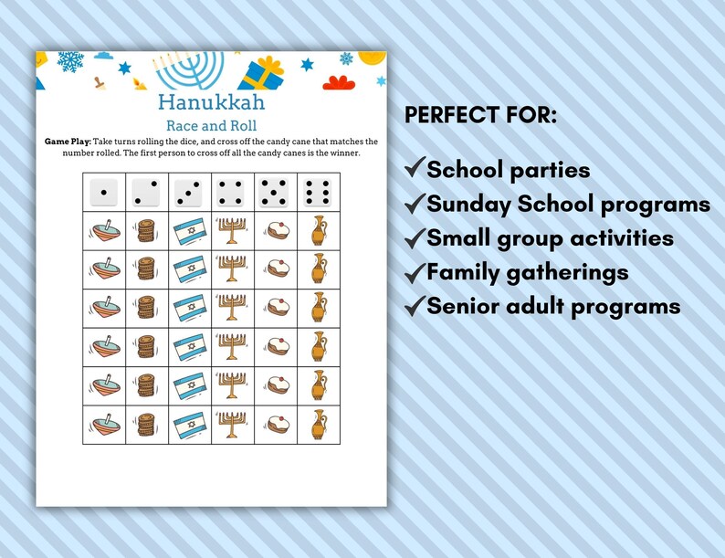 Hanukkah, Roll & Race, Dice Game, Hanukkah Activity, Classroom, Temple ...