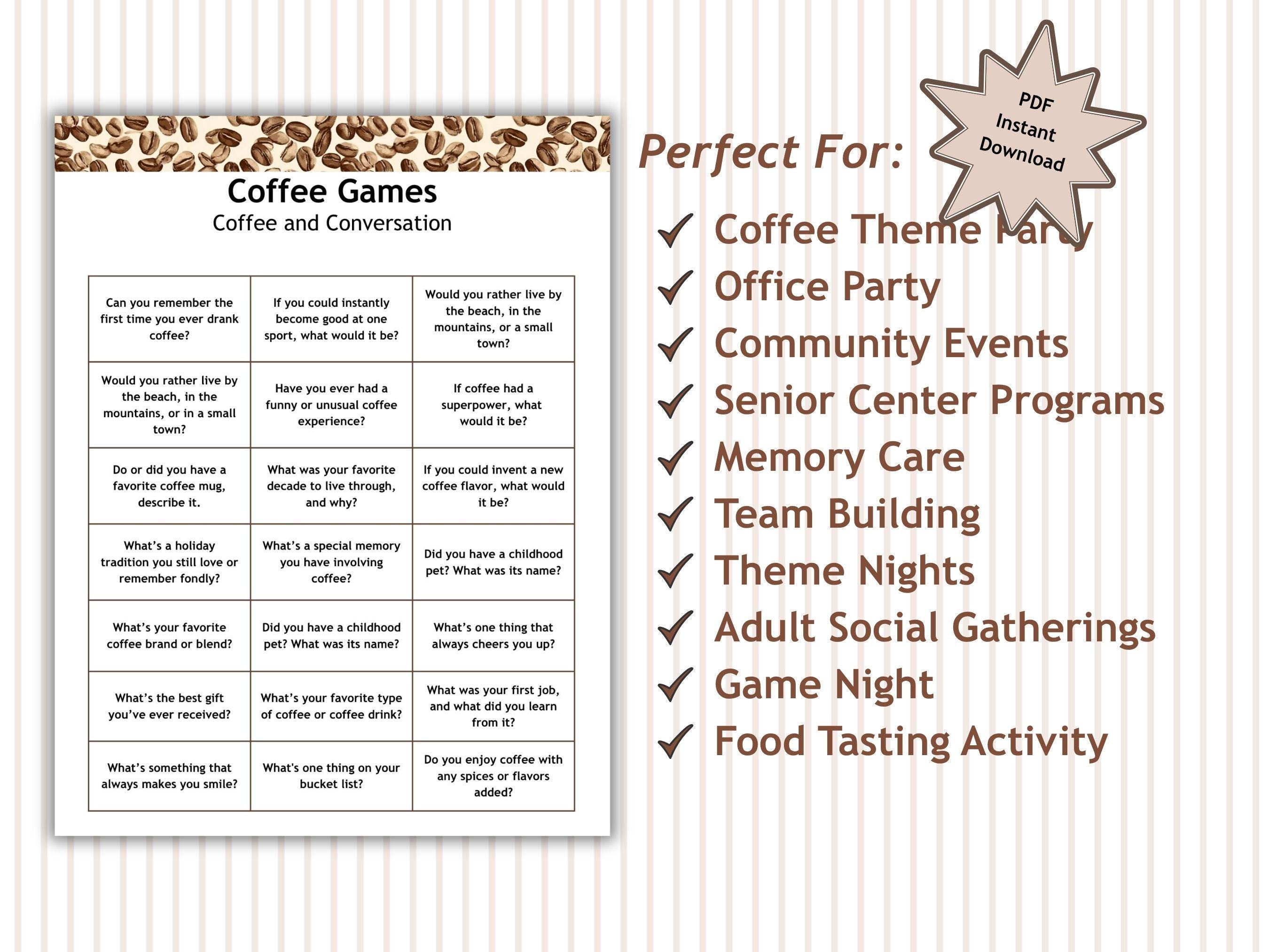 Coffee and Conversation Game Printable | Icebreaker Activity for ...