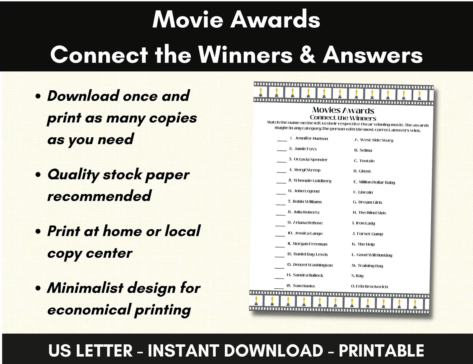 Movie Awards Trivia Game, Never Ever How Many, Senior Adult Program ...